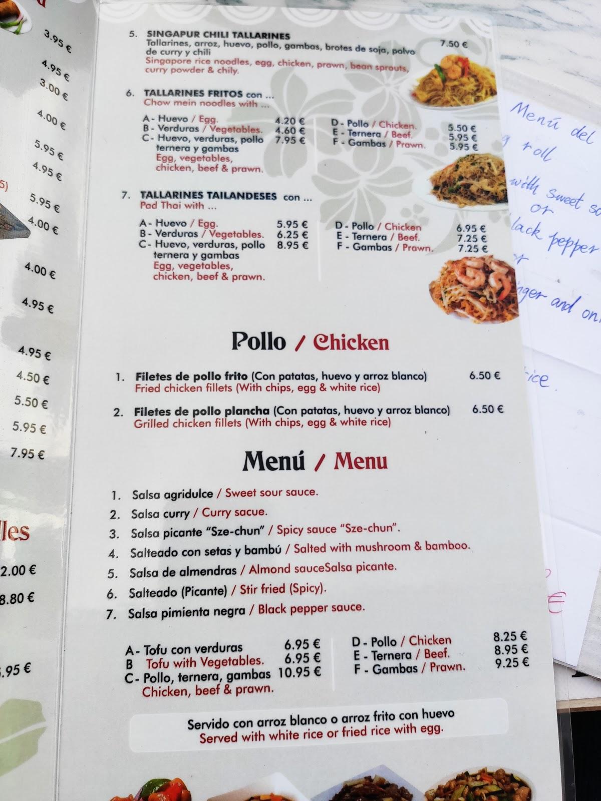 Carta de Lucky Bar, San Luis de Sabinillas