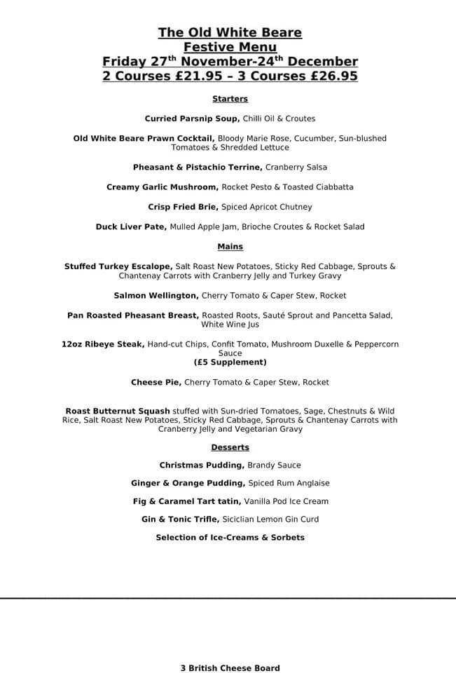 Menu at The Old White Beare Norwood Green pub & bar, Halifax