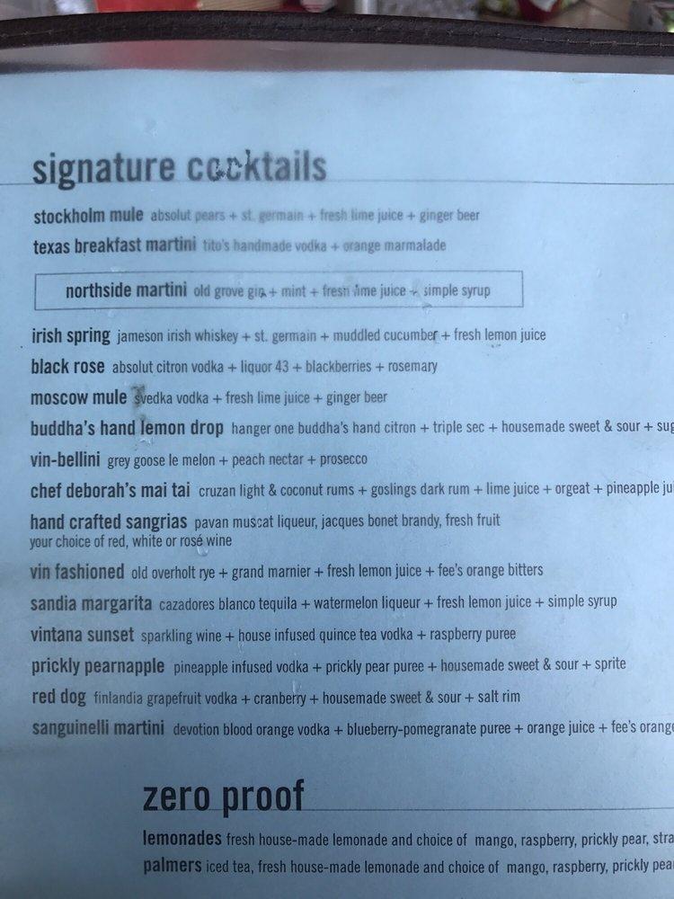 Menu at Vintana Wine + Dine pub & bar, Escondido