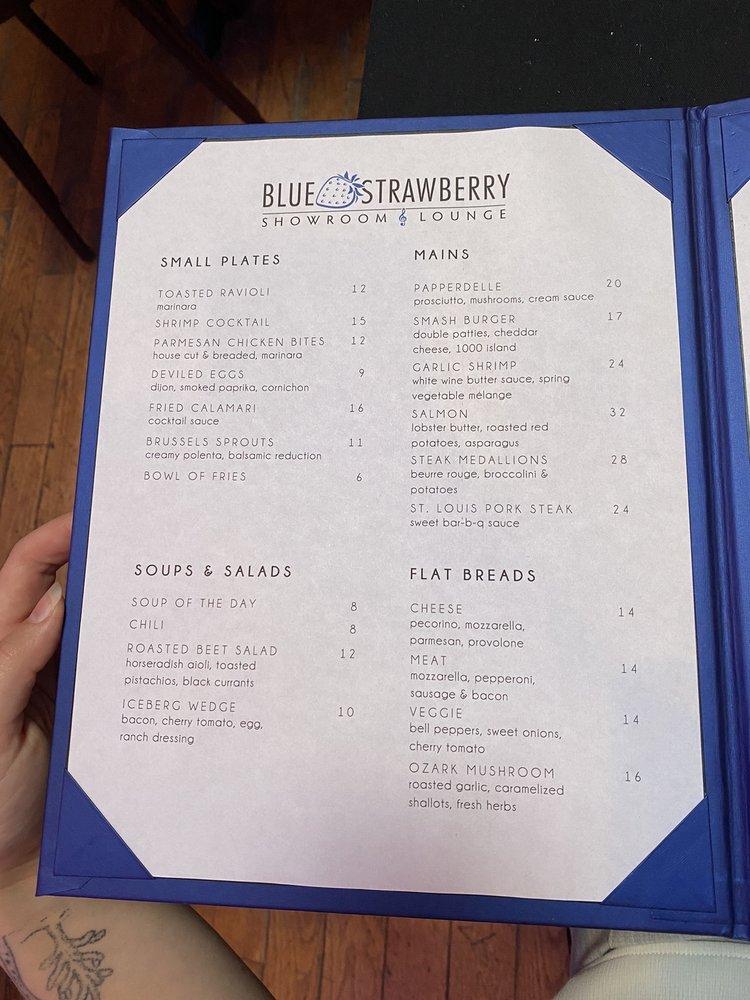 Menu at Blue Strawberry restaurant, St. Louis