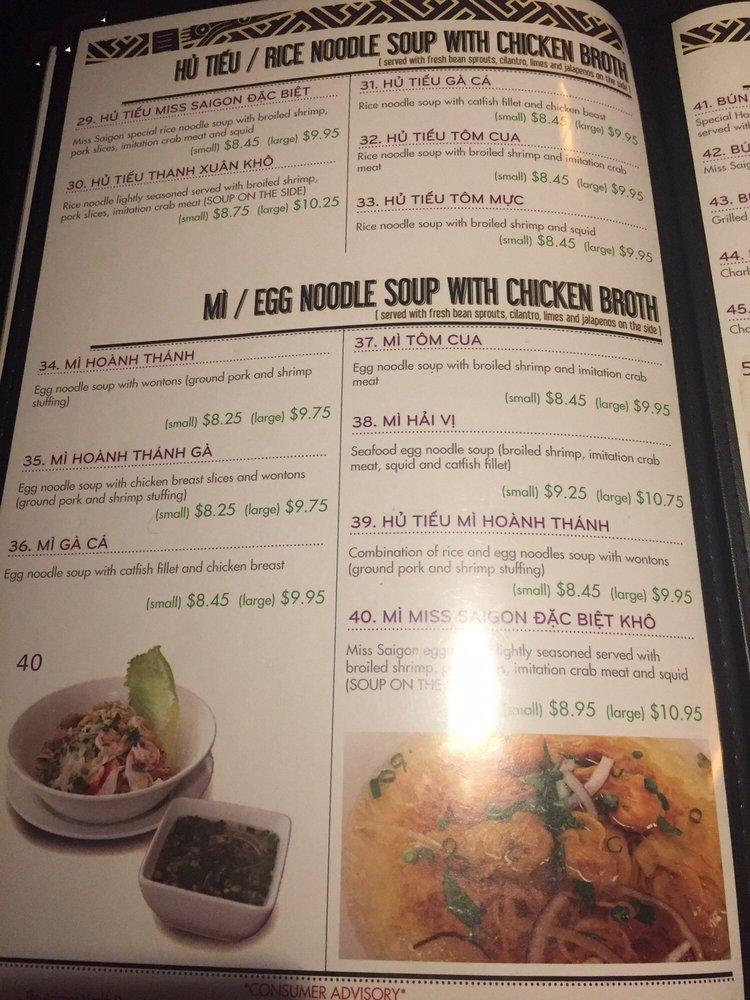 Menu at Miss Saigon Downtown pub & bar, Tucson, 47 N 6th Ave