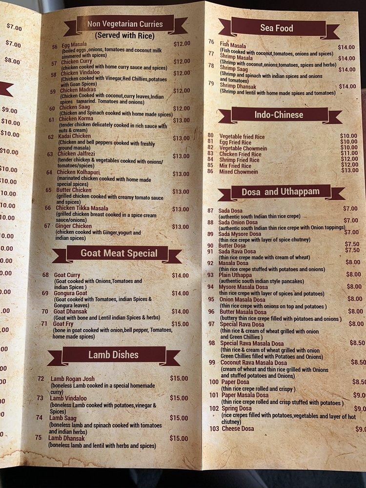 Carta del restaurante Satkar Indian Cuisine, Tampa, N Dale Mabry Hwy