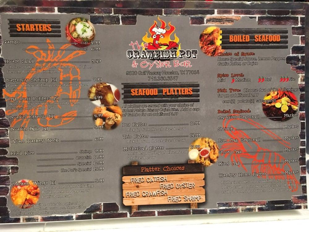 Menu at The Crawfish Pot & Oyster Bar, Houston