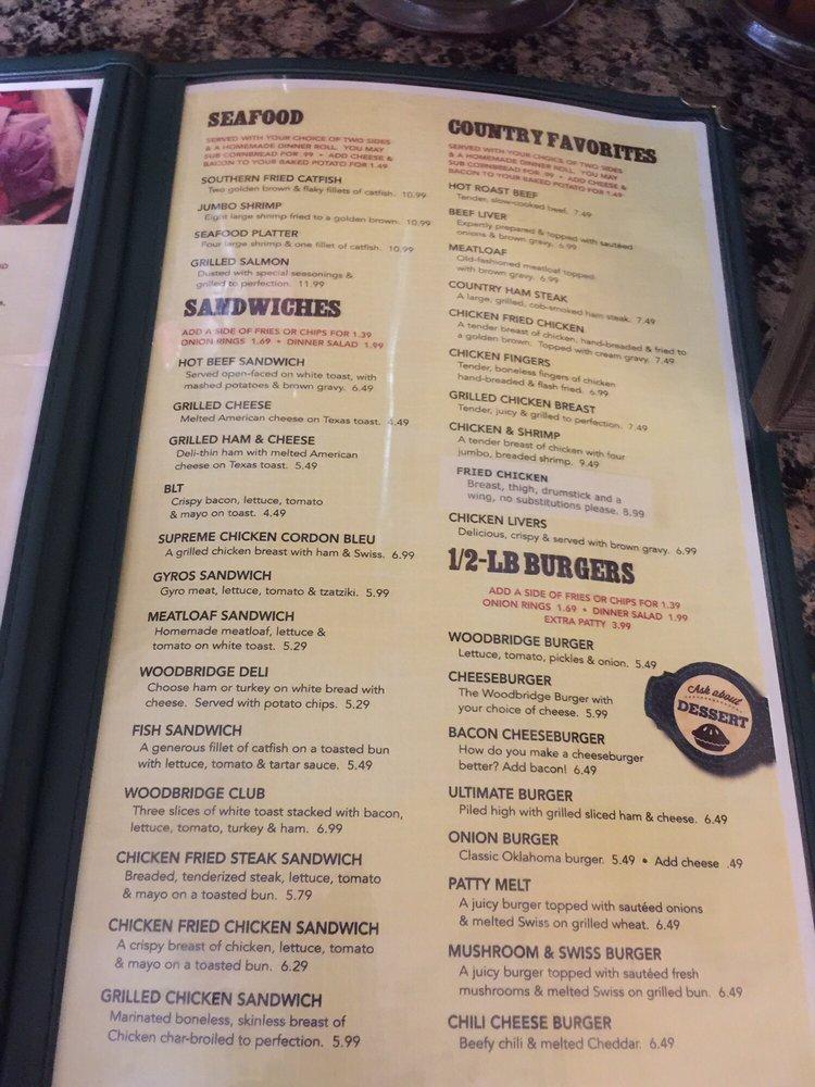Menu at Woodbridge Restaurant, Oklahoma City, NW 39th St