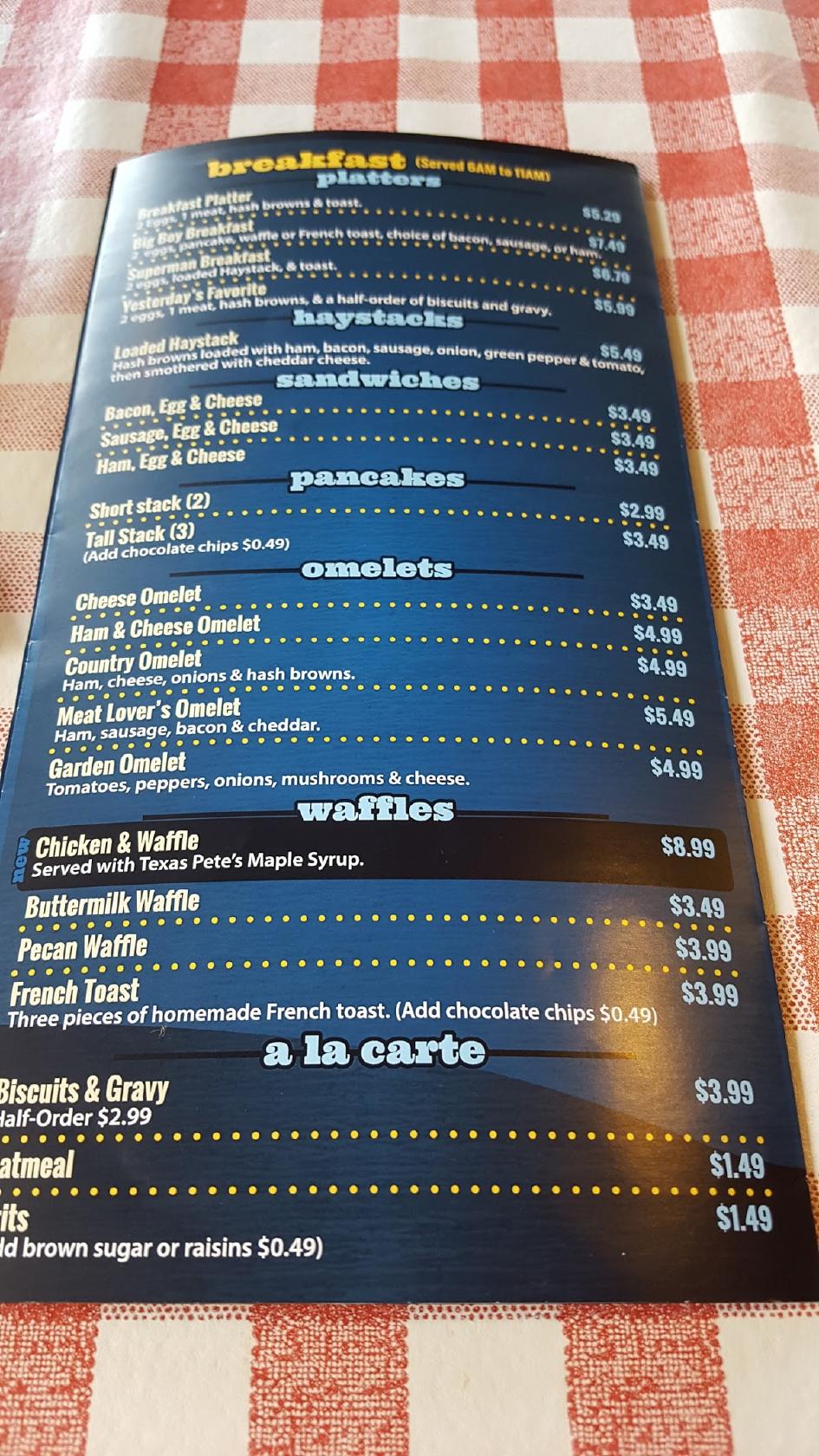Menu at Yesterday’s Home Cookin' BBQ, Metropolis
