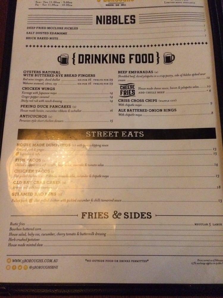 Menu at 5 Boroughs Ascot restaurant, Ascot