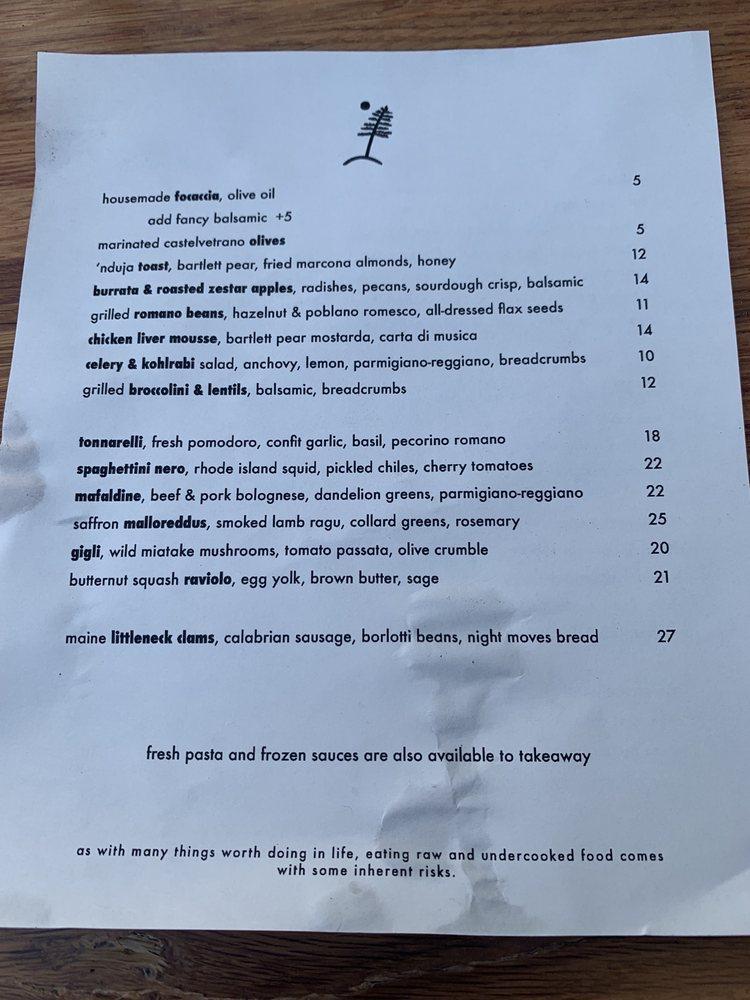 Menu at Leeward desserts, Portland