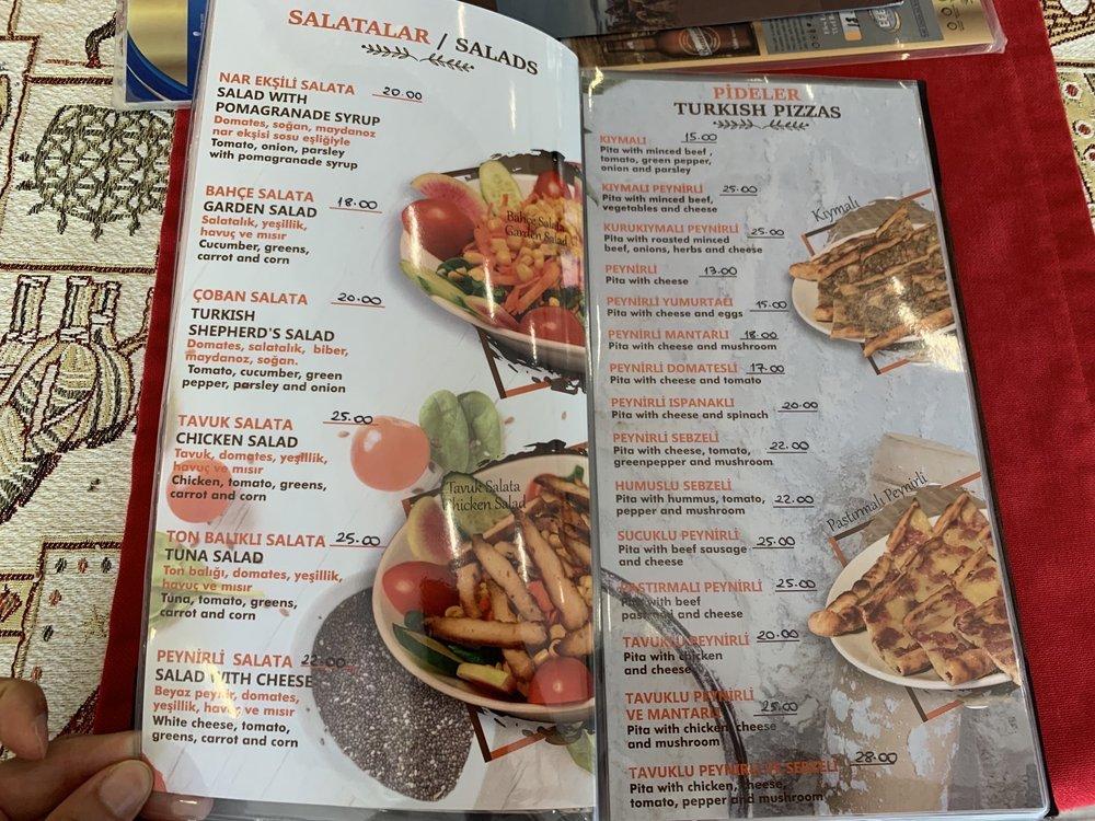 Menu at Old Cappadocia, Göreme Belediyesi