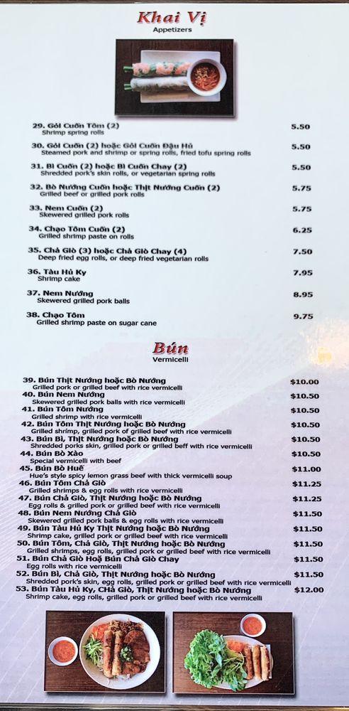 Carta del restaurante Phở Lú, Garden Grove