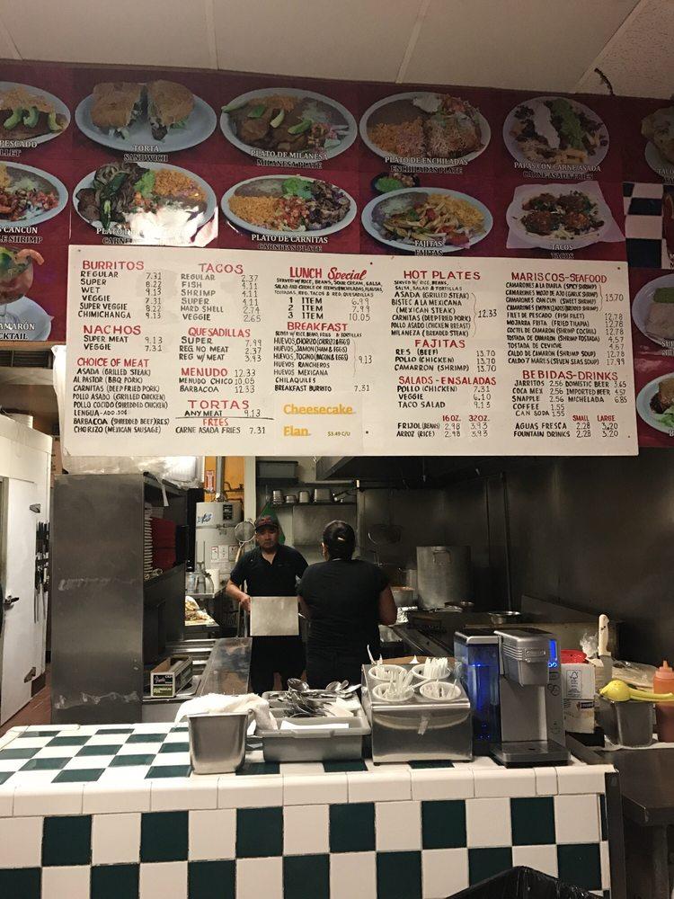 Menu at El Mex-Cal Taqueria restaurant, Fremont