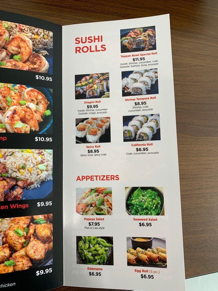 Menu at Teppan Bowl restaurant, Clovis