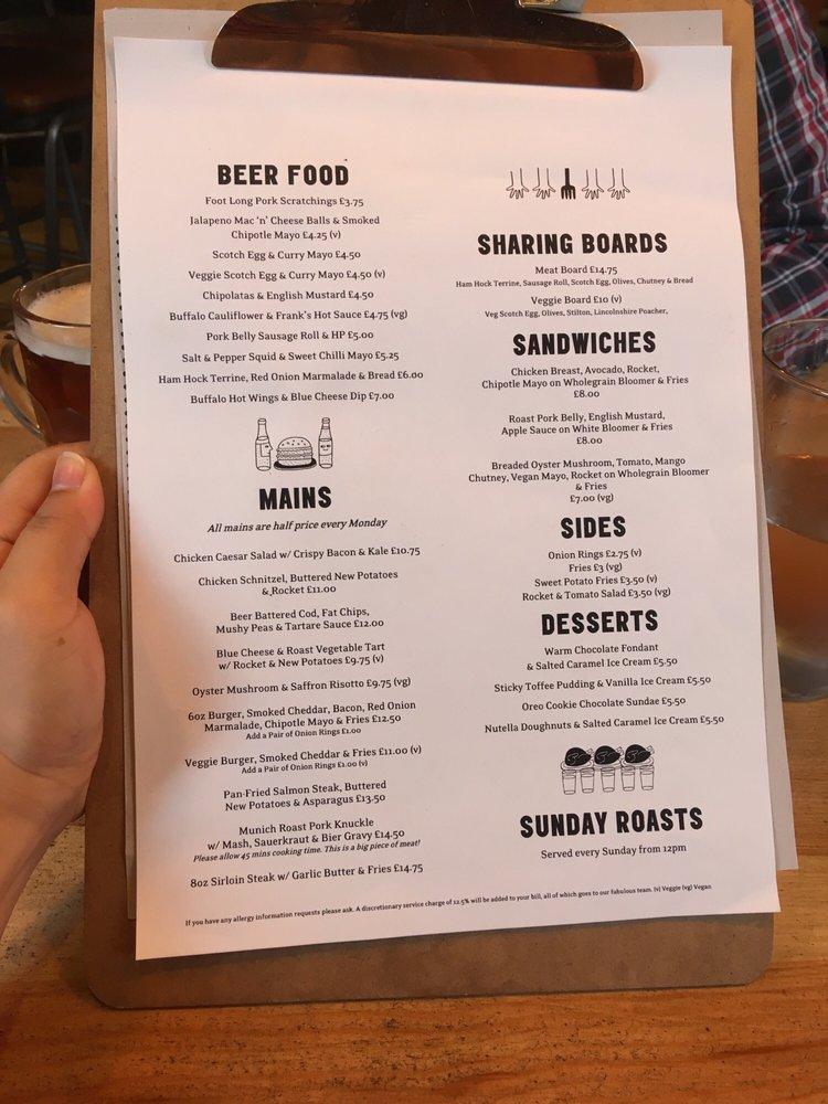 Menu at The Tankard pub & bar, London, 111 Kennington Rd