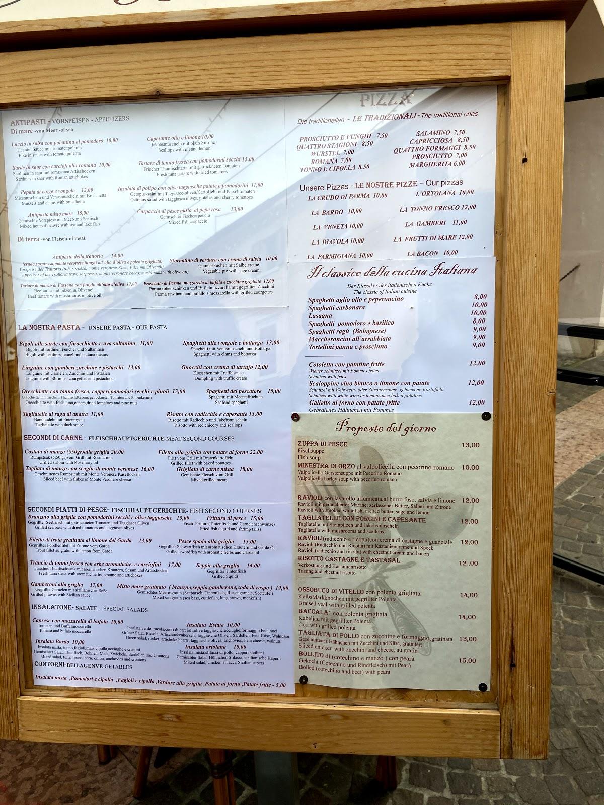 Menu da Trattoria Bardo, Bardolino