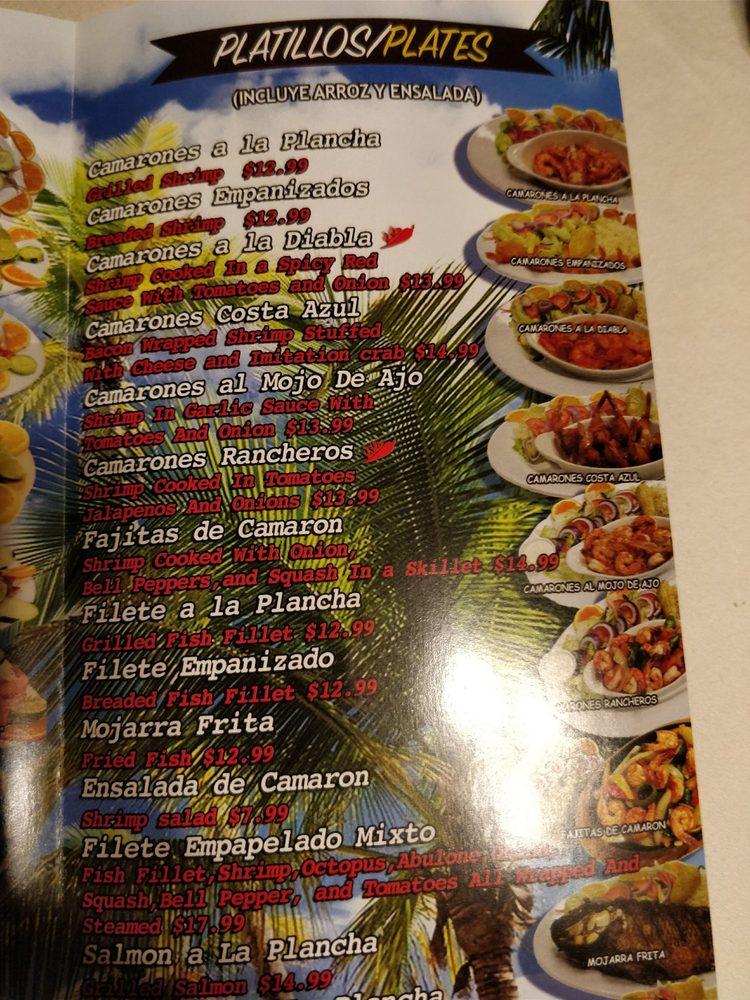 Menu at Mariscos Villa Del Mar restaurant, La Mirada