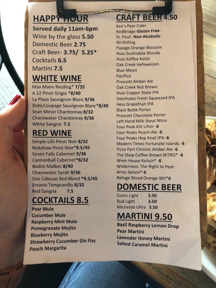 Menu at Perfect Pear Bistro restaurant, Tempe, S Priest Dr