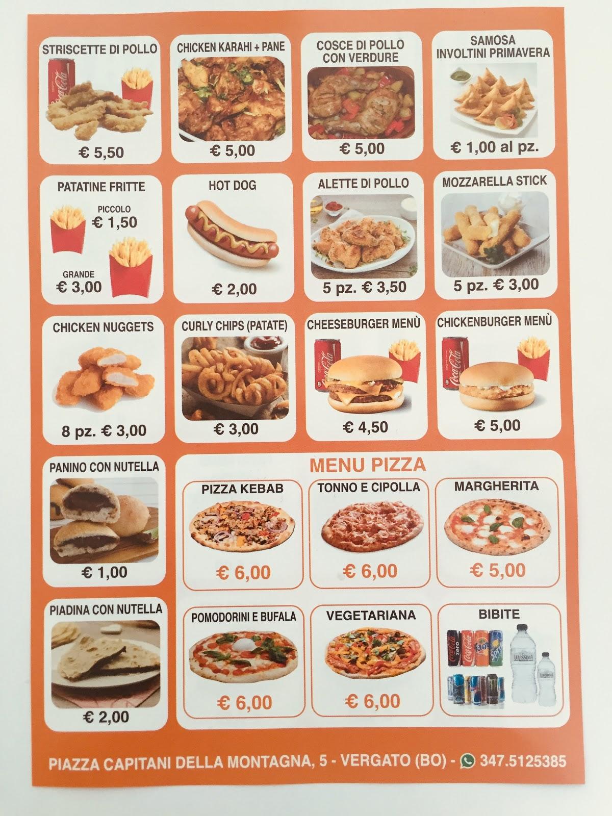 Menu at Turkish Kebab, Vergato