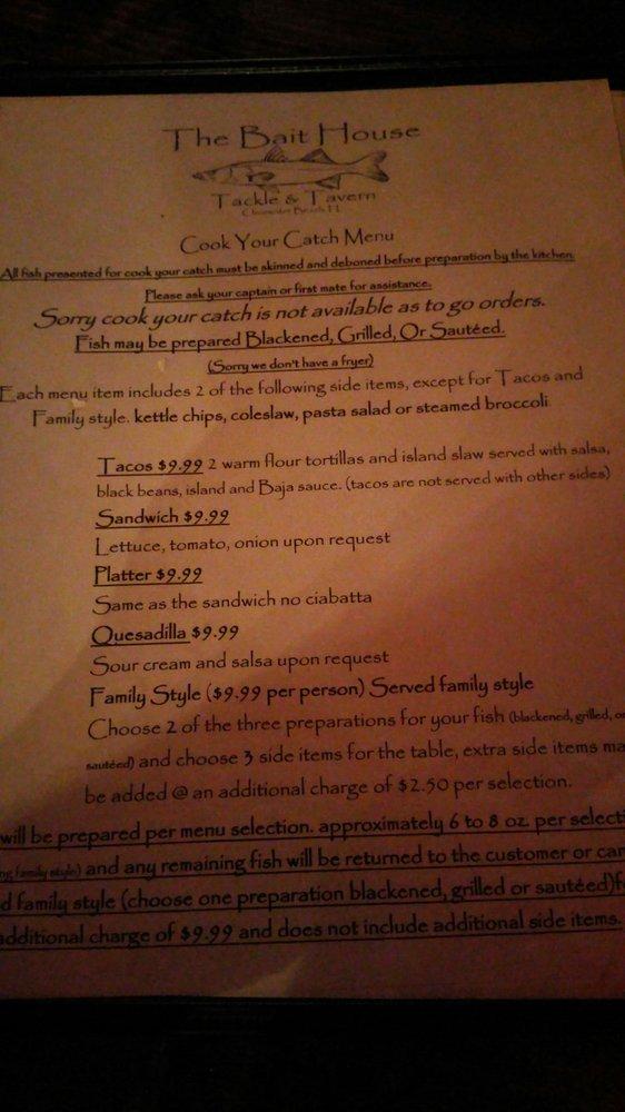 Menu at Bait House pub & bar, Clearwater