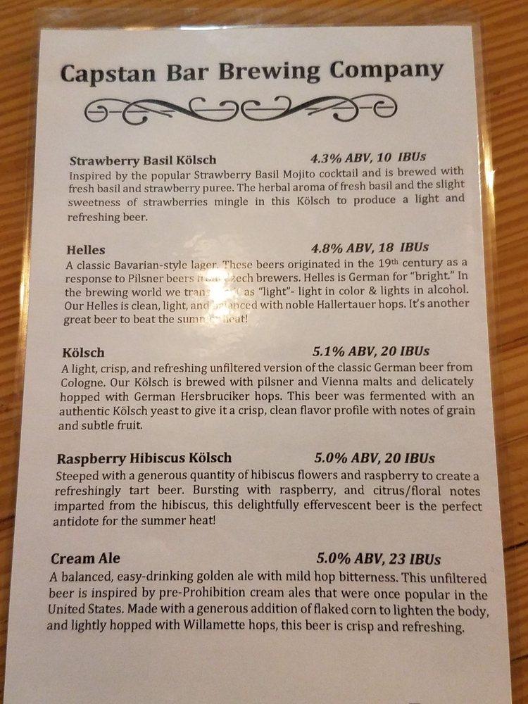 Menu at Capstan Bar Brewing Company, Hampton