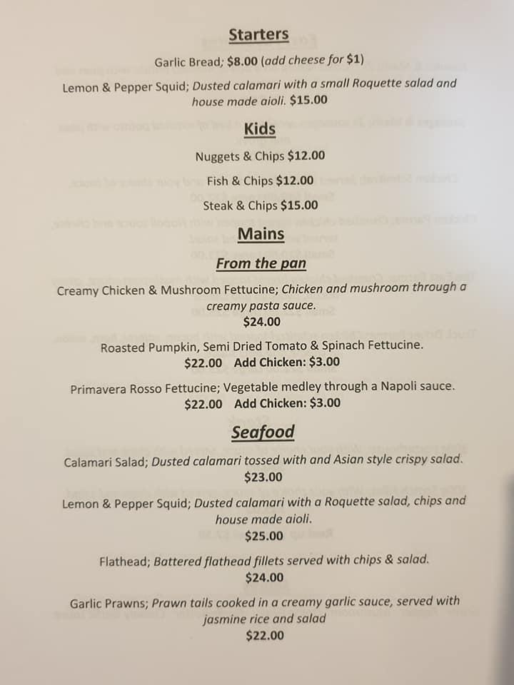 Menu at Colac East Hotel pub & bar, Colac East