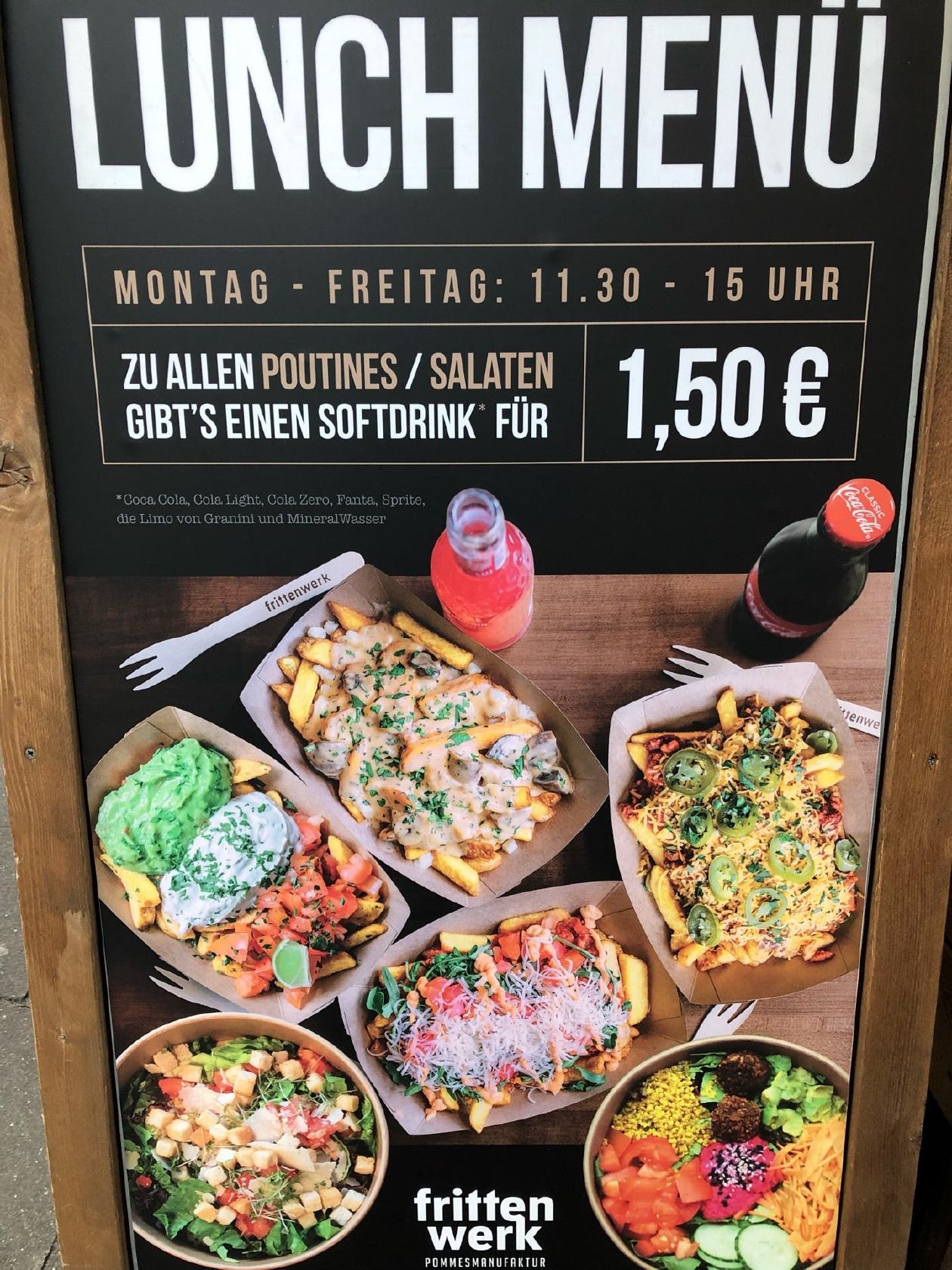 Menu at Frittenwerk Köln fast food, Cologne