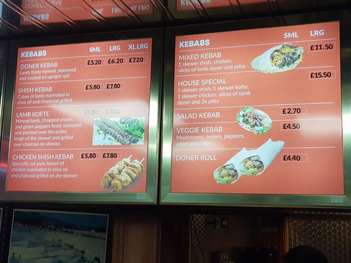 Menu at Kebab Centre restaurant, Southampton