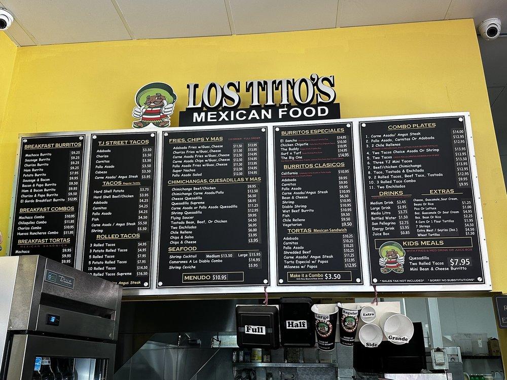 Menu at Los Titos Mexican Food restaurant, National City