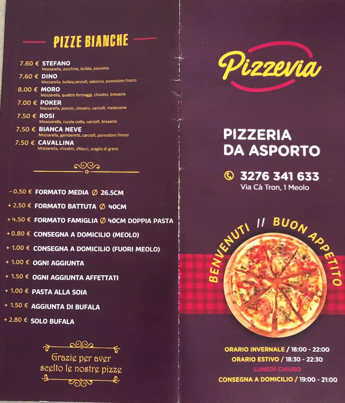 Menu da Pizzevia ristorante, Meolo