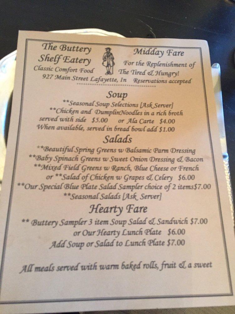 Menu at Buttery Shelf Eatery restaurant, Lafayette
