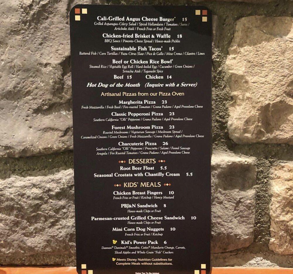 Menu at Craftsman Bar, Anaheim