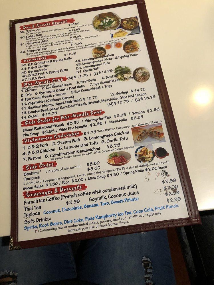 Menu at Saito and Pho Restaurant, Ewa Beach