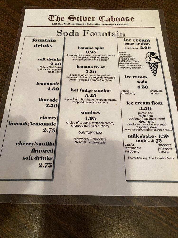 Menu at Silver Caboose Restaurant & Soda Fountain, Collierville