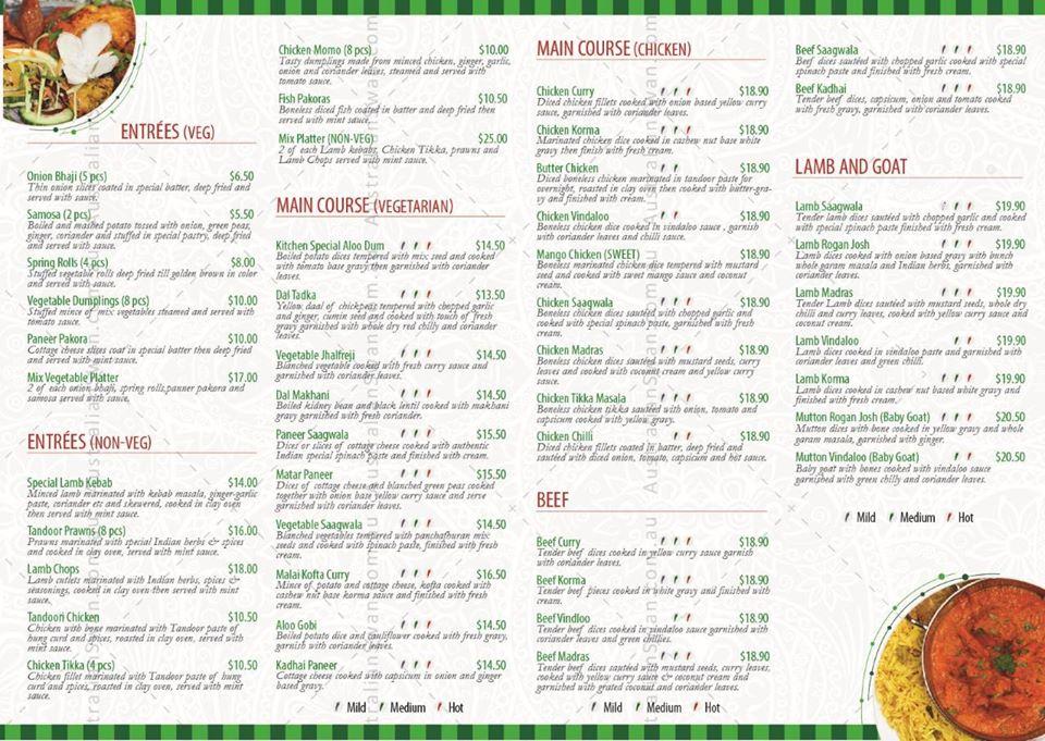 Menu at Spicy Pan restaurant, Eaton