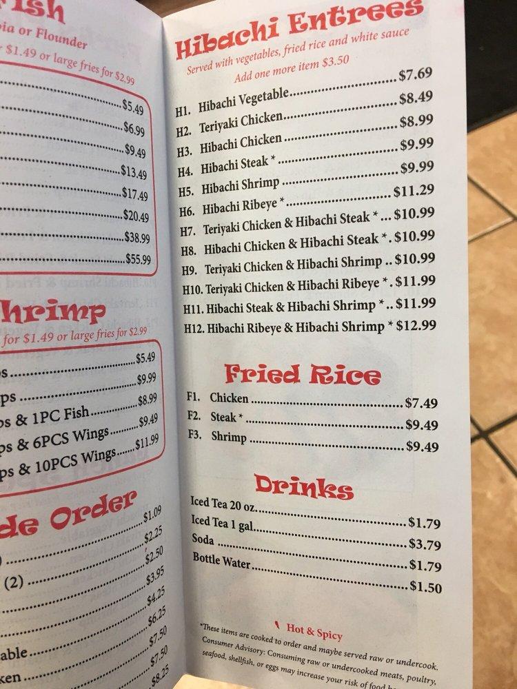 Menu at Tokyo Express restaurant, Augusta
