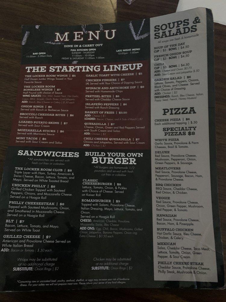 Menu at The Locker Room Bar & Grill - Broadview Heights, OH, Broadview ...