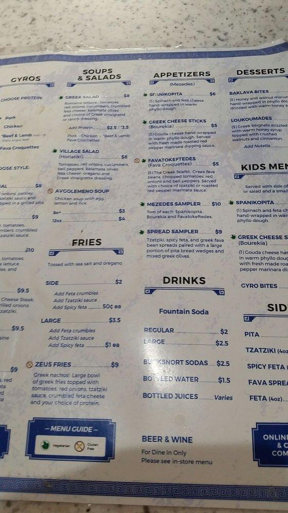 Menu at Meraki Greek Street Food desserts, Boise