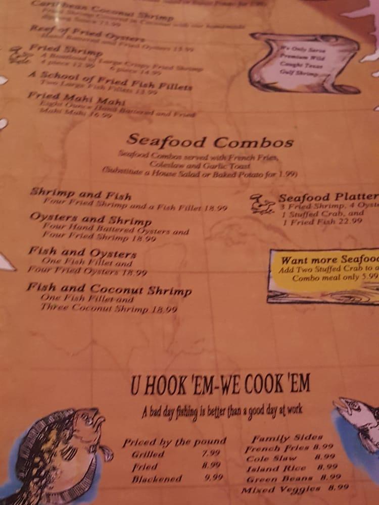 Menu at Moby Dick's steakhouse, Port Aransas