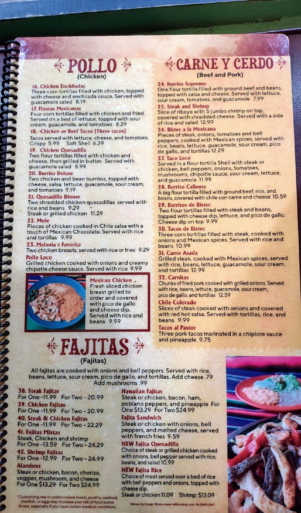 Carta del restaurante San Marcos Mexican Grill, Enterprise