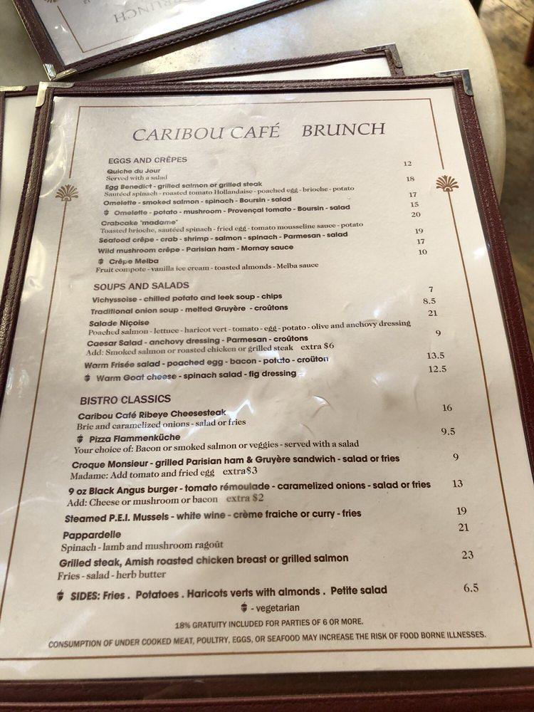 Menu at Caribou Cafe, Philadelphia