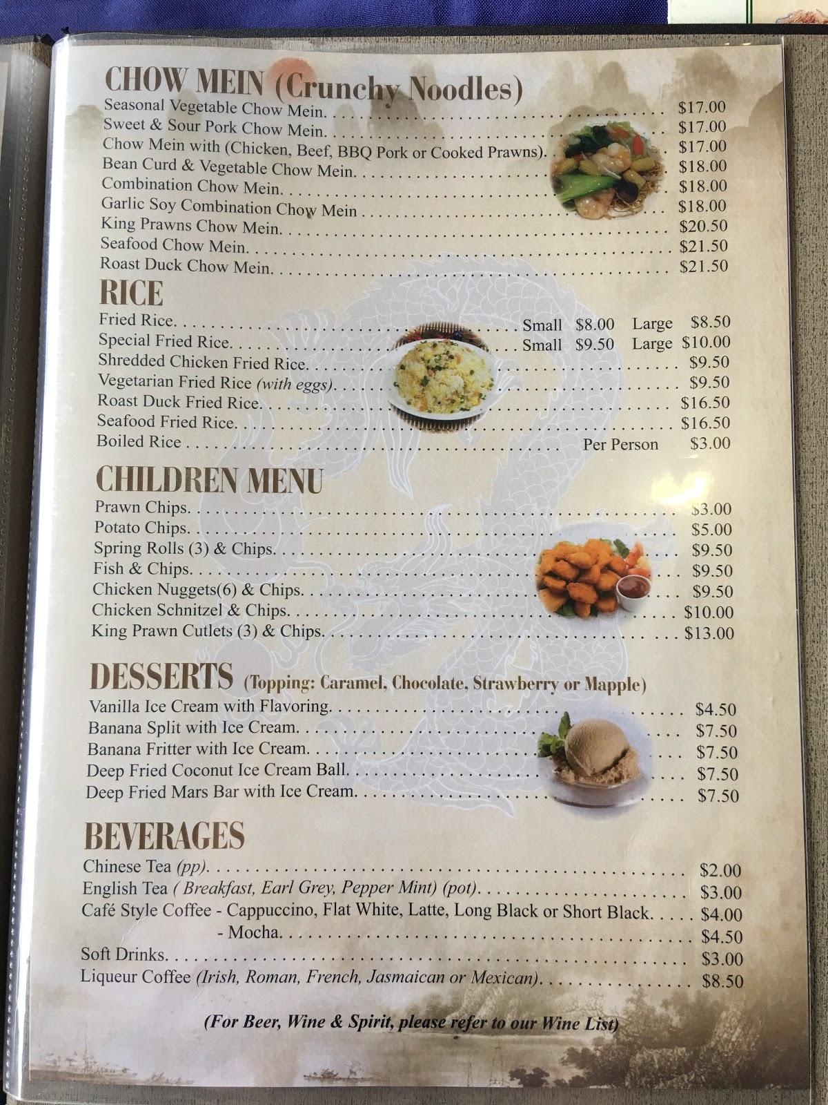 Menu at New Golden Dragon Chinese Restaurant, Batemans Bay