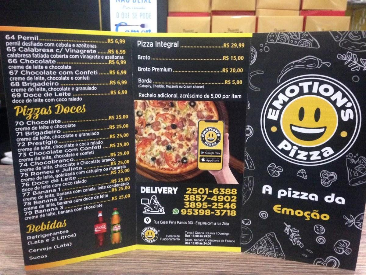 Menu at Emotions Pizza restaurant, São Paulo