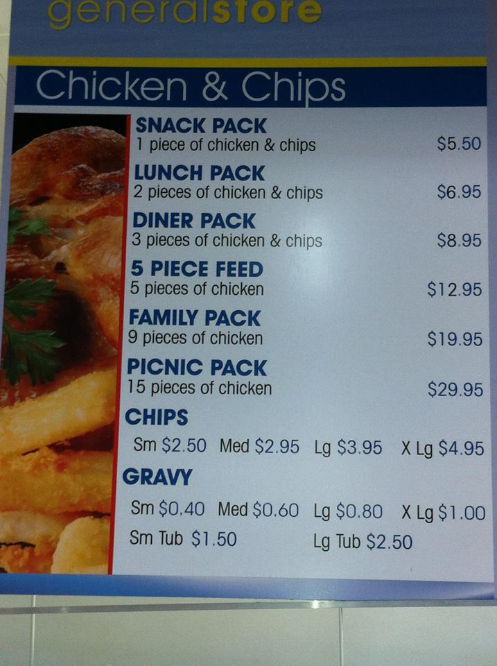 Menu at Golly Cafe Bakery, Gol Gol