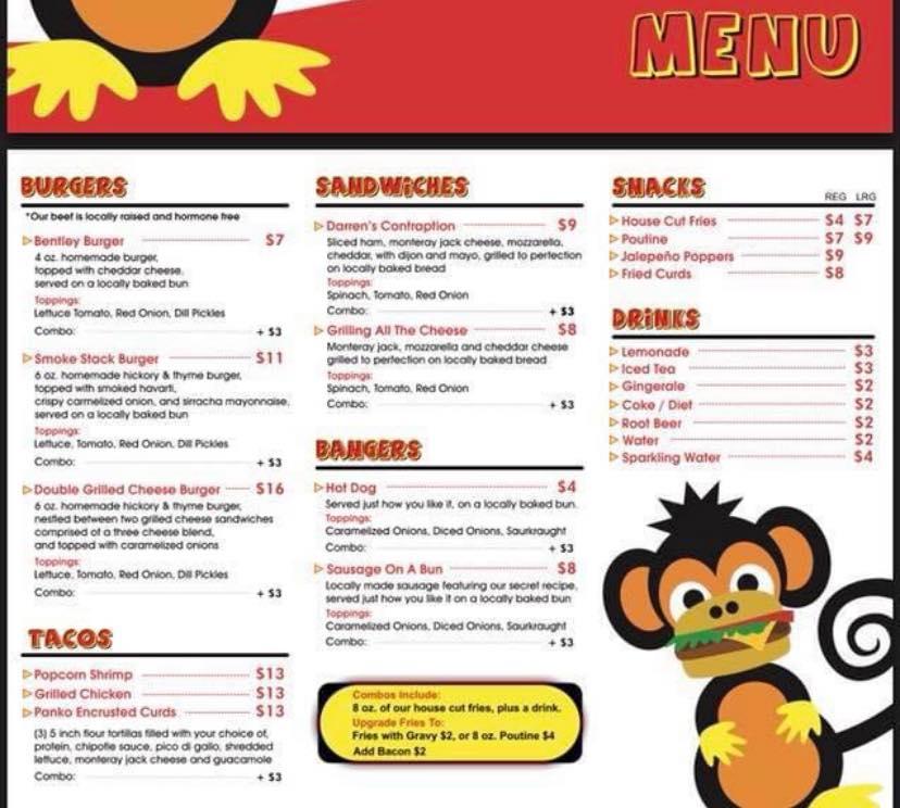 Menu at Monkey Thai (Sushi) restaurant, Toronto