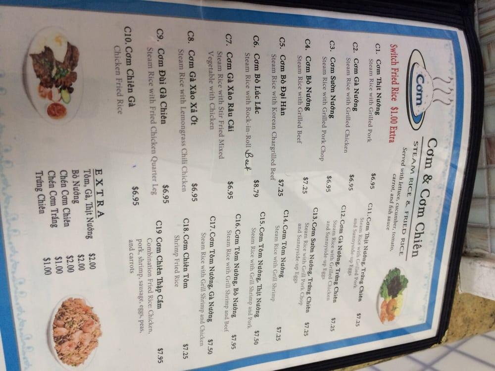 Menu at Phở Lúc Lắc restaurant, Houston