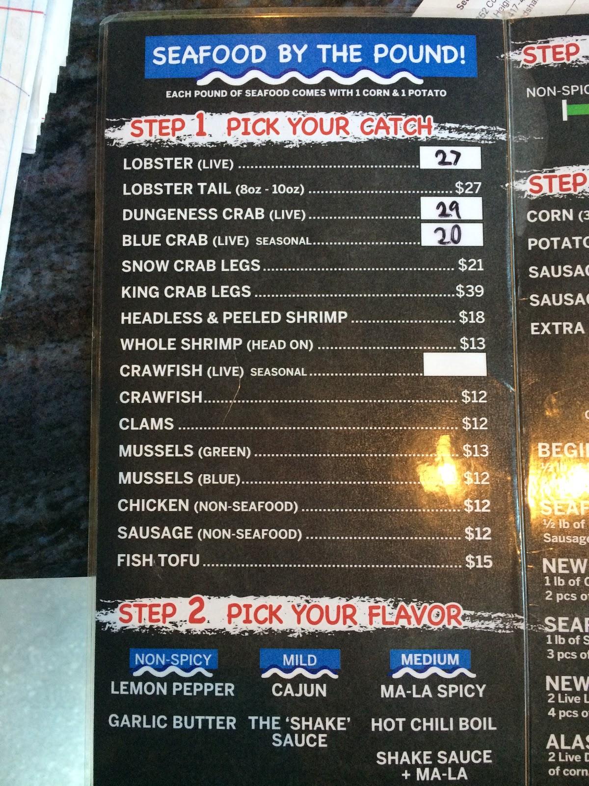 Menu at Seafood Shake pub & bar, Cleveland Heights