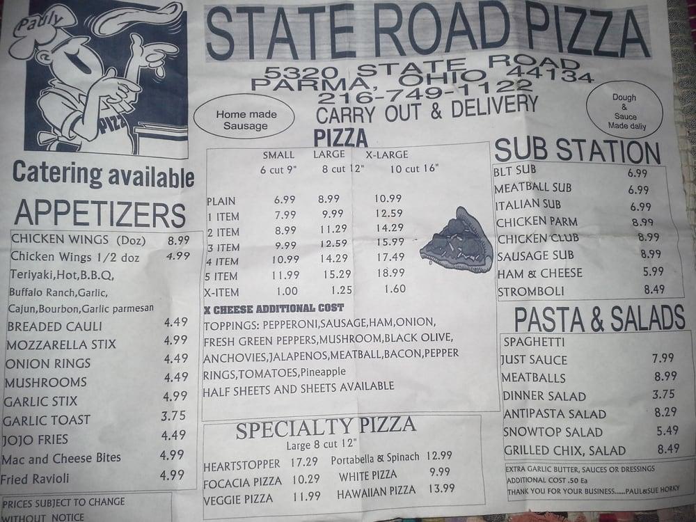 Menu at State Road Pizza pizzeria, Cleveland, State Rd