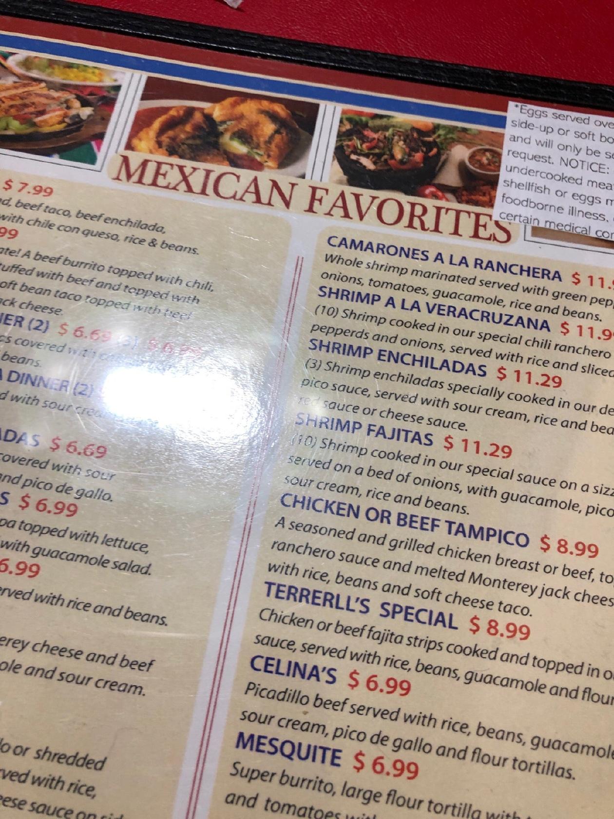 Menu at Terrell Cafe, Terrell, 801 E Moore Ave