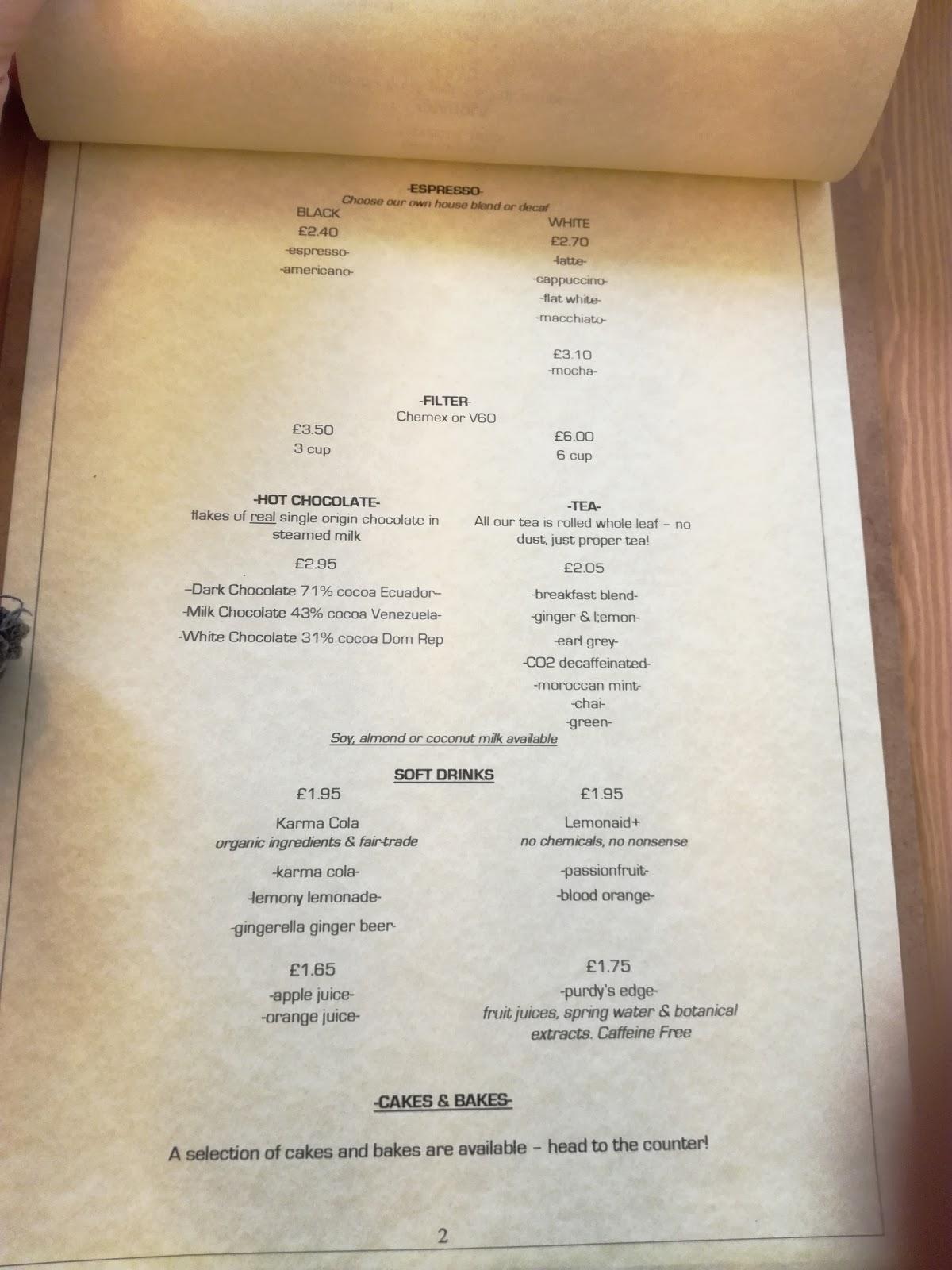 Menu at Batchen Street Coffee cafe, Elgin