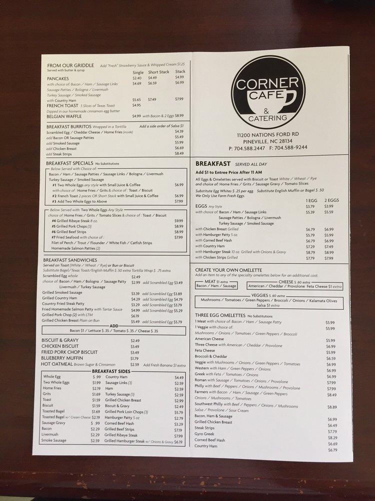 Menu at Corner Cafe and Catering, Pineville