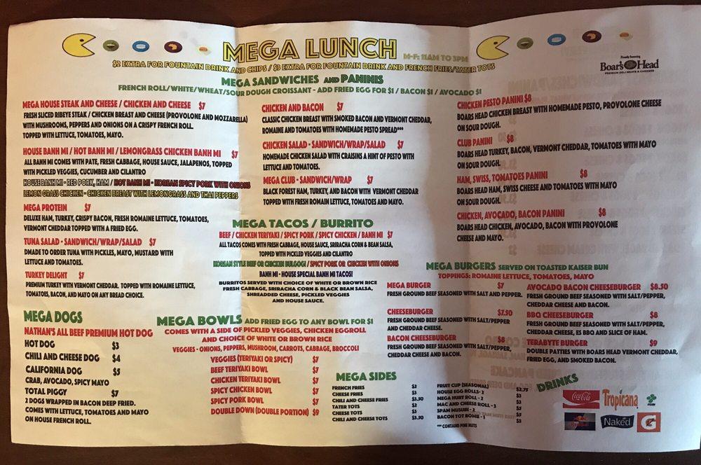 Menu at Megabytes Eatery restaurant, Chantilly