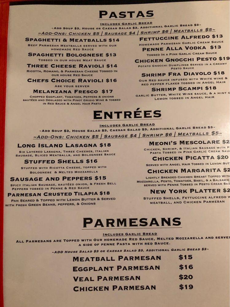 Menu at Meoni’s Italian Kitchen restaurant, Bullhead City